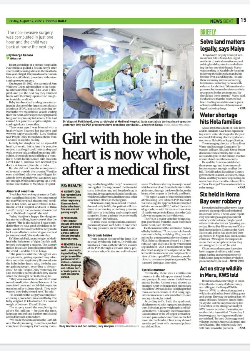 Milestone to accomplish a unique procedure first in Kenya : Mediheal ...